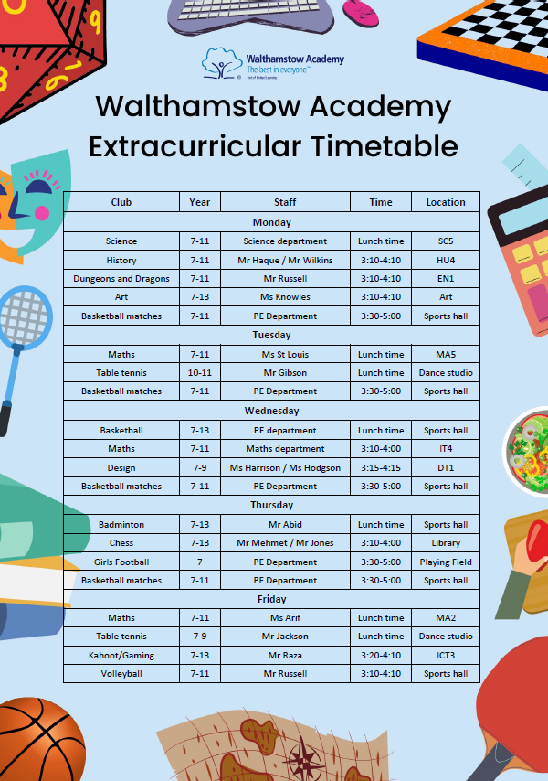 Walthamstow Academy > Students > Extra Curricular