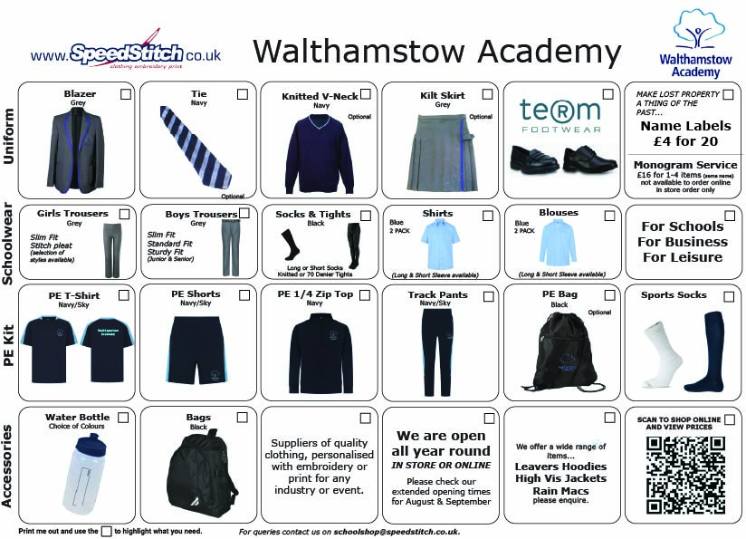 Walthamstow Academy > Parents > Uniform Policy 2025-26